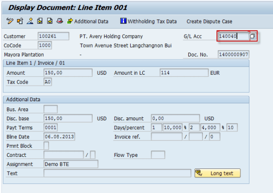 Alternative Reconciliation Account for Customer – Only Ordinary Notes