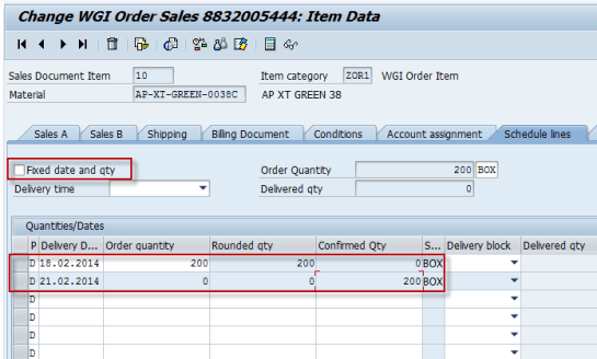 Fixed Quantity and Dates in Sales Order Document – Only Ordinary Notes